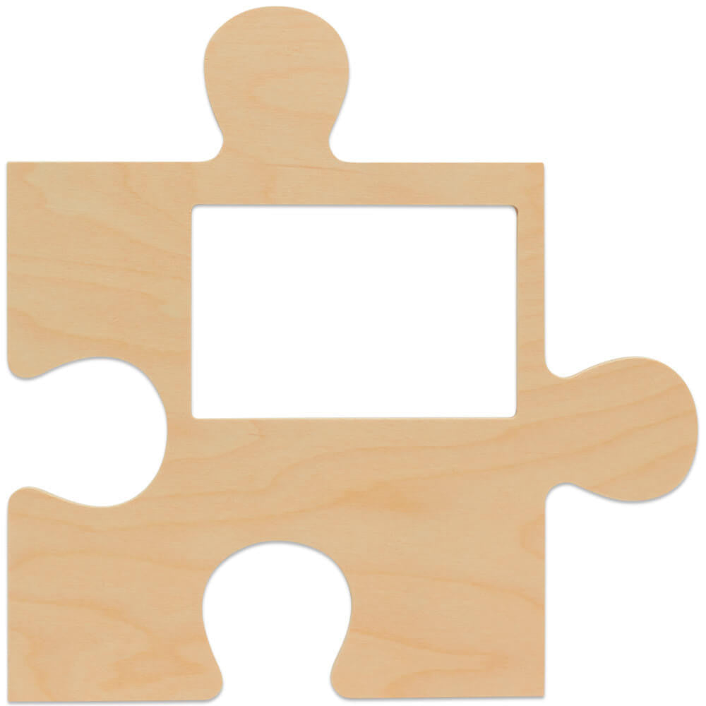 Wood Puzzle Piece Cutout 12" x 12" with 4" x 6" Photo Frame ...
