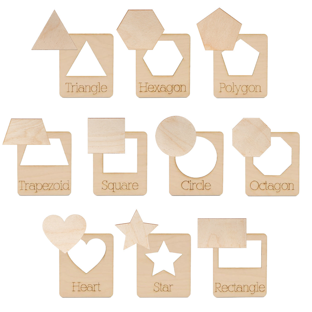 Geometric Cutouts & Stencil Flashcards, Set of 10 |Woodpeckers Crafts