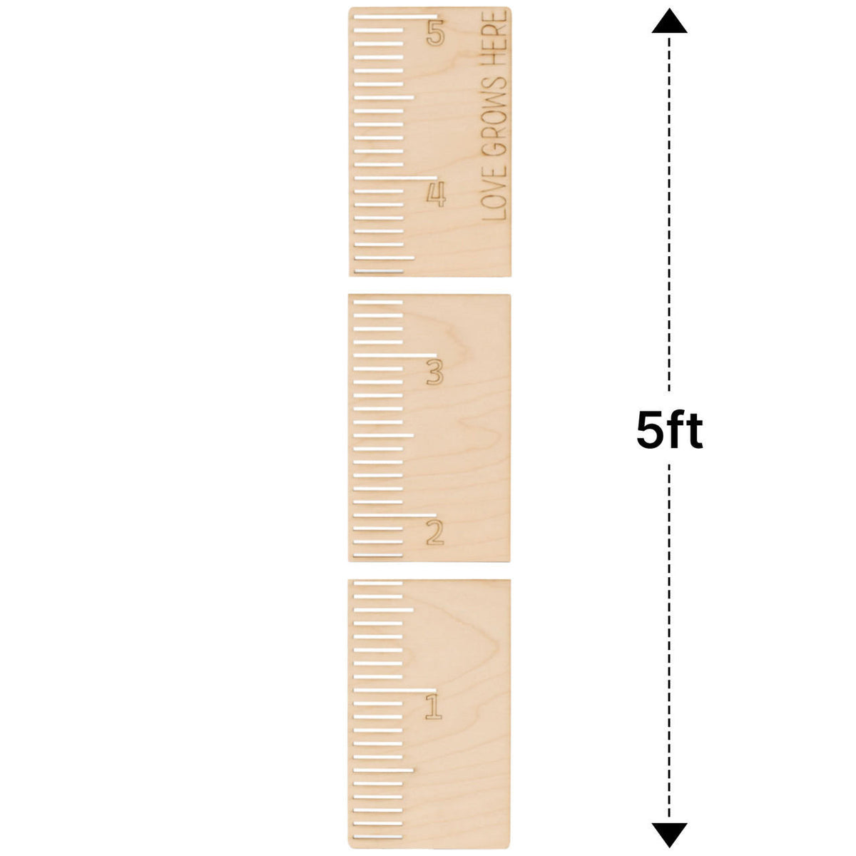 Wooden Growth Chart Ruler, 5 ft for Wall |Woodpeckers Crafts