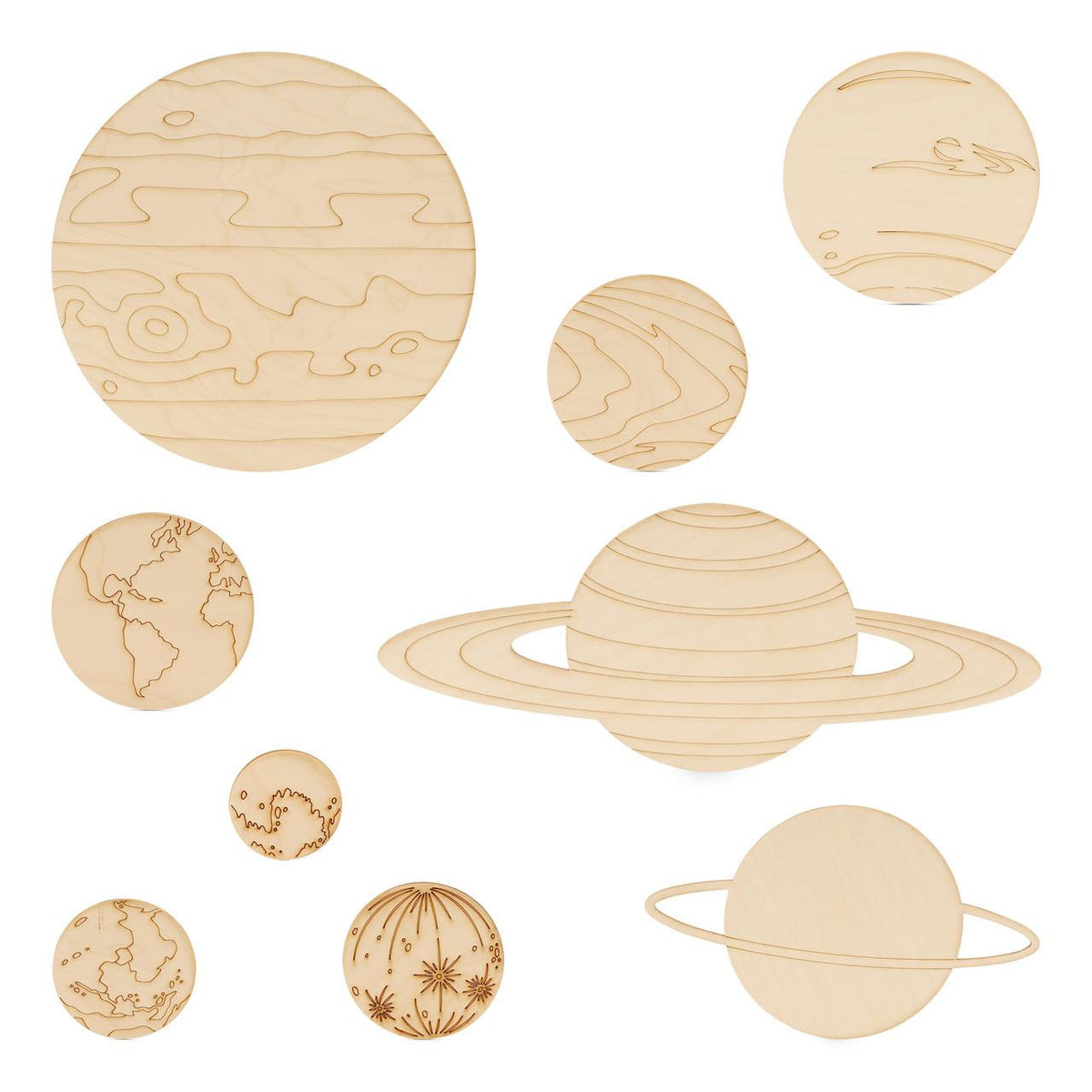 Detailed Wood Planet Cutout Solar System |Woodpeckers Crafts