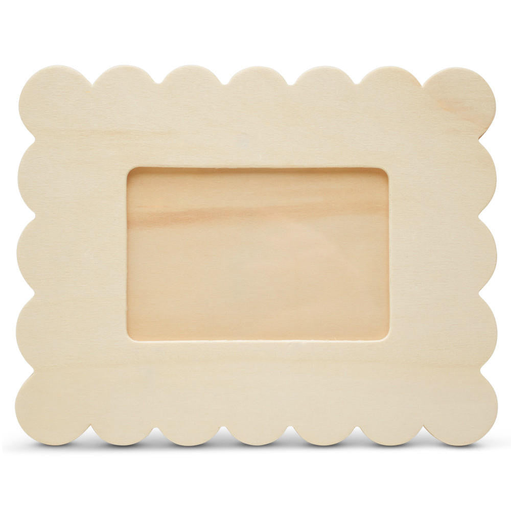Unfinished Wood Scalloped Photo Frame , 6-3/8" X 8-1/8”, 3/16" Thick ...