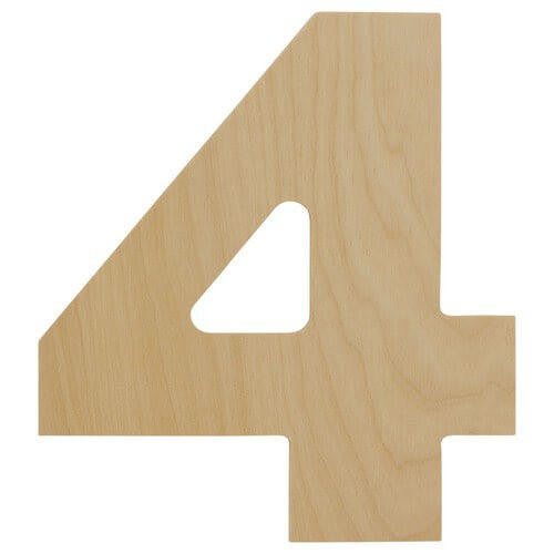 Wooden Number 4 Cutout, 8” | Woodpeckers Crafts