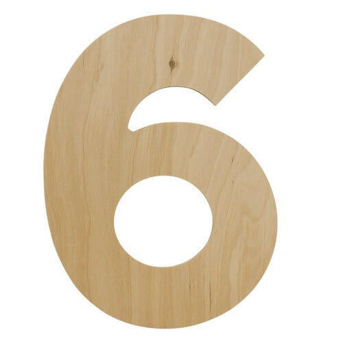 Wooden Number 6 Cutout, 8” | Woodpeckers Crafts